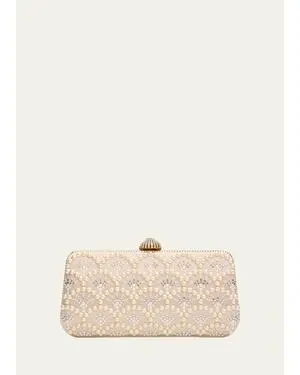 Valentino Garavani Carry Secrets Rhinestone & Pearly Stud Satin Clutch Bag