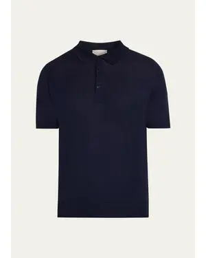 John Smedley Wide Rib-knit Merino Polo Shirt - Oat