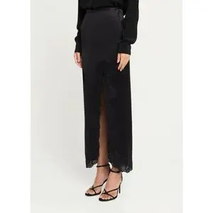 Valentino Garavani Lace-trim Silk Satin Maxi Slit Skirt