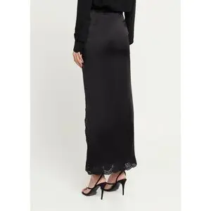 Valentino Garavani Lace-trim Silk Satin Maxi Slit Skirt