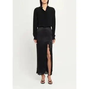 Valentino Garavani Lace-trim Silk Satin Maxi Slit Skirt