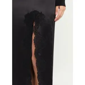 Valentino Garavani Lace-trim Silk Satin Maxi Slit Skirt