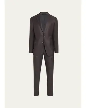 Giorgio Armani Soft Line Micro-check Two-piece Suit - Chocolate