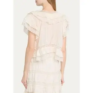 LoveShackFancy Persine Silk Ruffle Top
