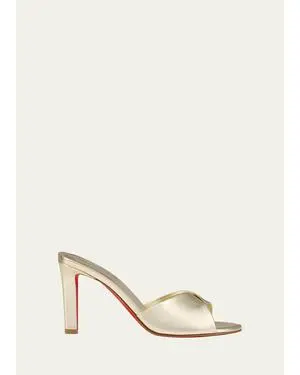CHRISTIAN LOUBOUTIN 85mm Fanny Metallic Leather Slide Sandals