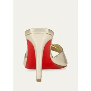 CHRISTIAN LOUBOUTIN 85mm Fanny Metallic Leather Slide Sandals