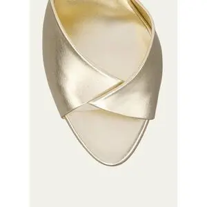 CHRISTIAN LOUBOUTIN 85mm Fanny Metallic Leather Slide Sandals