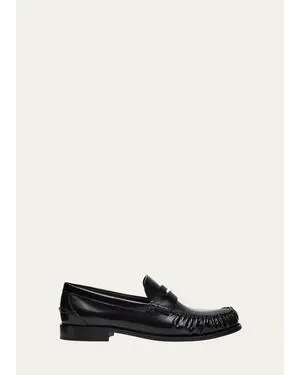 Prada 20mm Leather Moc-toe Penny Loafers - Nero