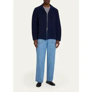Officine Générale Jean-baptiste Seersucker Cotton Shirt Jacket