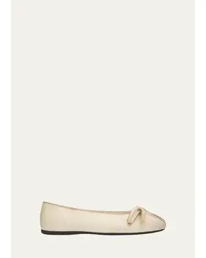 Prada Antiqued Leather Ballerina Flats - Talco