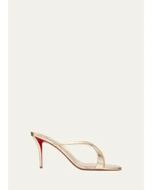 CHRISTIAN LOUBOUTIN 80mm Mulazee Metallic Leather Sandals - Platine