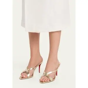 CHRISTIAN LOUBOUTIN 80mm Mulazee Metallic Leather Sandals