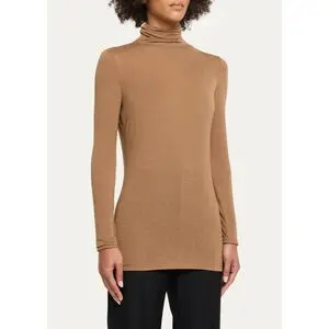 Lafayette 148 New York Elongated Viscose-cashmere Jersey Turtleneck