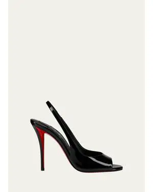 CHRISTIAN LOUBOUTIN 100mm Sofia Z Patent Leather Slingback Pumps Black
