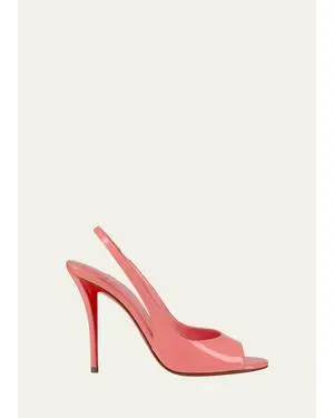 CHRISTIAN LOUBOUTIN 100mm Sofia Z Patent Leather Slingback Pumps Grapefruit