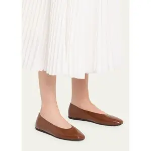 Prada Brushed Leather Ballerina Flats - Nero