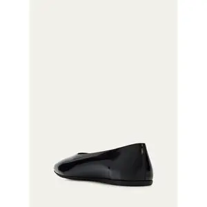 Prada Brushed Leather Ballerina Flats - Nero