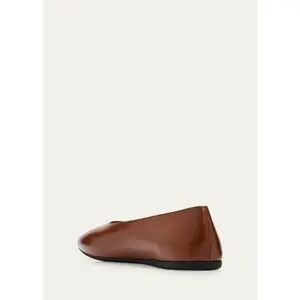Prada Brushed Leather Ballerina Flats - Nero