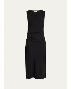Officine Générale Inae Stretch Viscose Midi Dress - Black