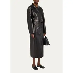 Lafayette 148 New York Oversized Belted Leather Trench Coat