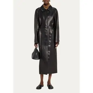 Lafayette 148 New York Oversized Belted Leather Trench Coat
