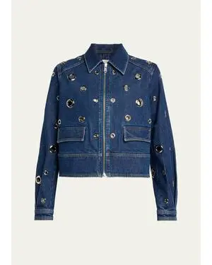 Cinq À Sept Harriet Embellished Denim Jacket
