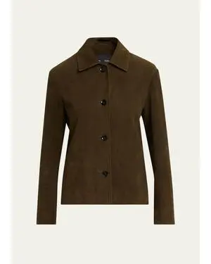 Proenza Schouler Irine Single-breasted Suede Jacket - Cypress