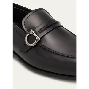 FERRAGAMO Terence Calfskin Gancini Saddle-strap Loafers - Nero