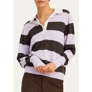Sprwmn Striped Cashmere Polo Sweater