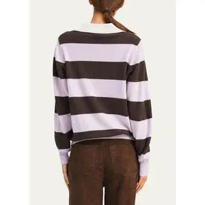 Sprwmn Striped Cashmere Polo Sweater