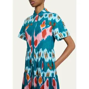 Erdem Abstract-print Cotton Tiered Midi Shirtdress