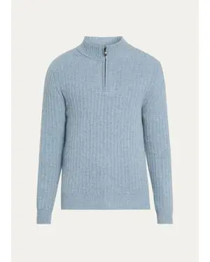 MAURIZIO BALDASSARI Canova Cotton Rib-knit Half-zip Sweater