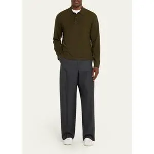 Officine Générale Merino Wool Long-sleeve Polo Shirt