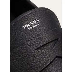 Prada Alphabet Deerskin Rubber-sole Penny Loafers - Nero 1
