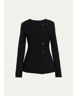 Proenza Schouler Sukki Boucle Collarless Jacket - Black