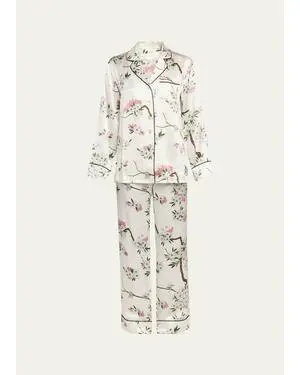 Olivia Von Halle Lila Blossom-print Silk Satin Pajama Set - Ana