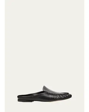 Vince Tevin Leather Loafer Mules - Black