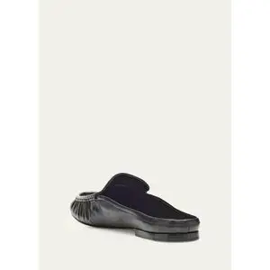 Vince Tevin Leather Loafer Mules - Black