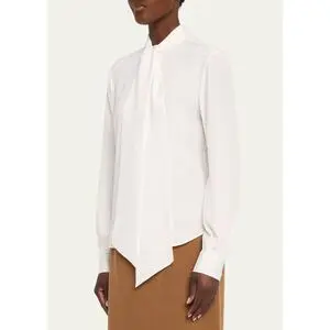 Lafayette 148 New York Tie-neck Silk Georgette Blouse