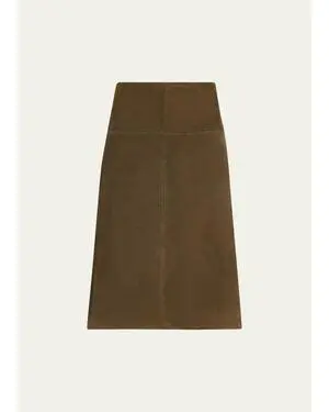 Proenza Schouler Irine Suede Midi Skirt - Cypress