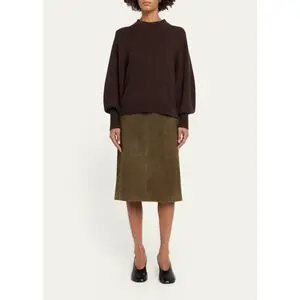 Proenza Schouler Irine Suede Midi Skirt - Cypress