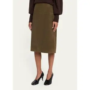 Proenza Schouler Irine Suede Midi Skirt - Cypress