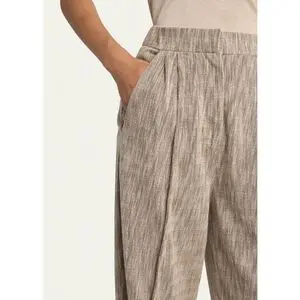 Giorgio Armani Pleated Cotton Jacquard Tapered-leg Trousers