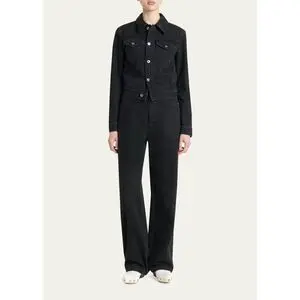 Bottega Veneta Intrecciato-collar Faded Black Denim Jacket