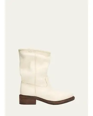 Prada 45mm Vintage-effect Leather Mid-calf Boots - Talco