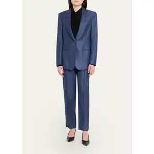 Giorgio Armani Silk Straight-leg Ankle Slit Trousers