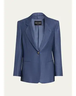 Giorgio Armani Single-breasted Silk Blazer Jacket