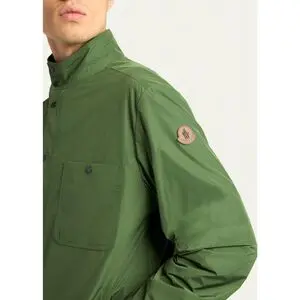 Moncler Lascax Polyester Shirt Jacket With Leather Logo - Green