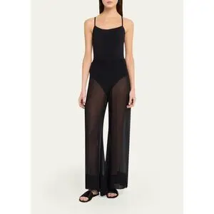 All Three Poppy Chiffon Wide-leg Pants