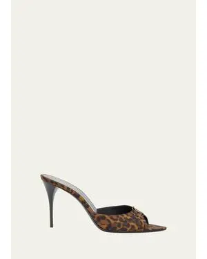 Saint Laurent 90mm Grosgrain Mule Pumps - Leopard